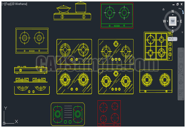Gas Stove Gas Burners Autocad Drawing