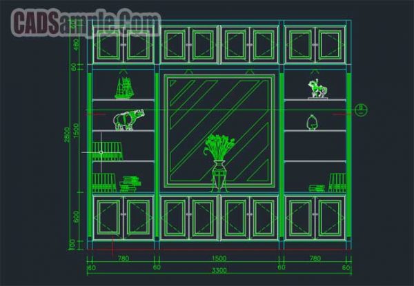study-bookcase-free-dwg-cad-detail – CADSample.Com Free DWG CAD File