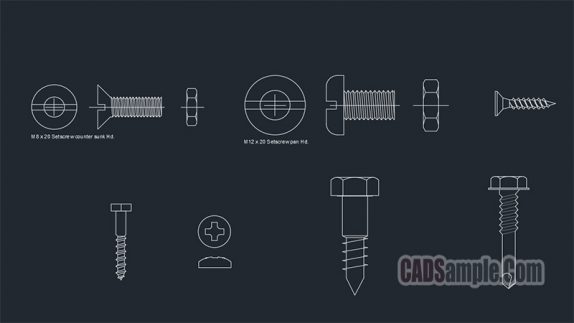 Screw Cad Blocks – CADSample.Com Free DWG CAD File