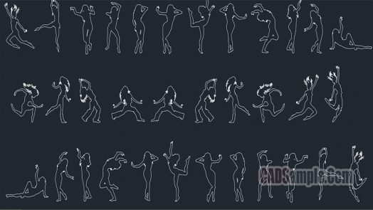 People Silhouettes Dancing Free Cad Blocks – CADSample.Com Free DWG CAD ...